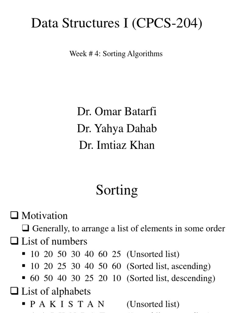 Data Structures I (CPCS-204) : Dr. Omar Batarfi Dr. Yahya Dahab Dr ...