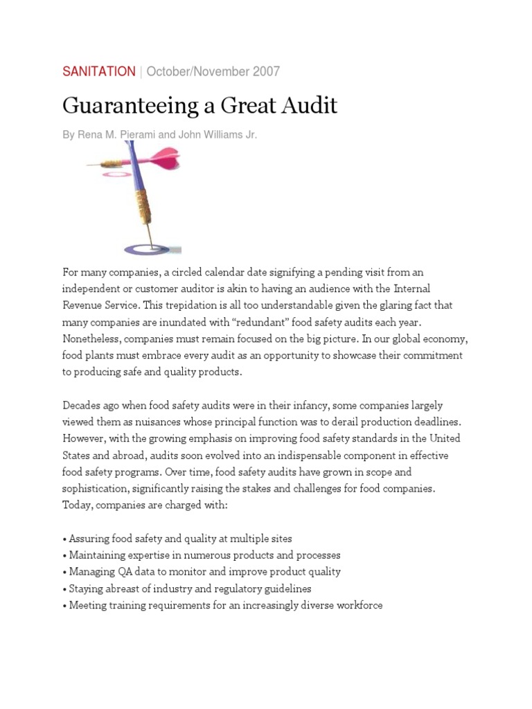 Guaranteeing A Great Audit | PDF | Audit | Food Safety