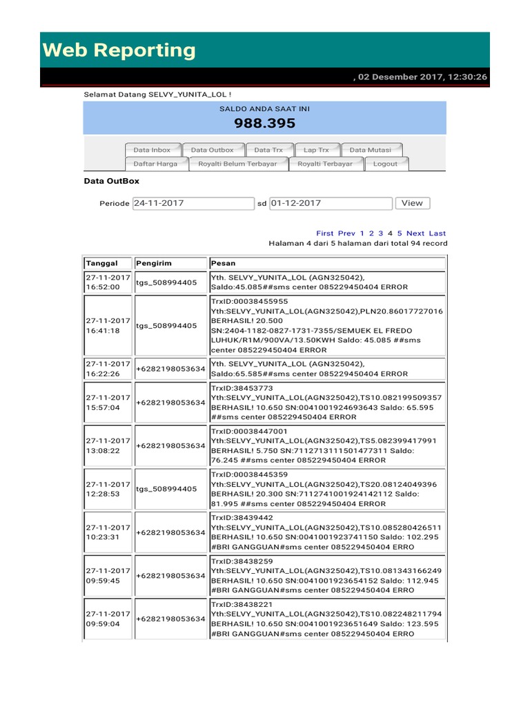 Web Reporting: Data Outbox | PDF