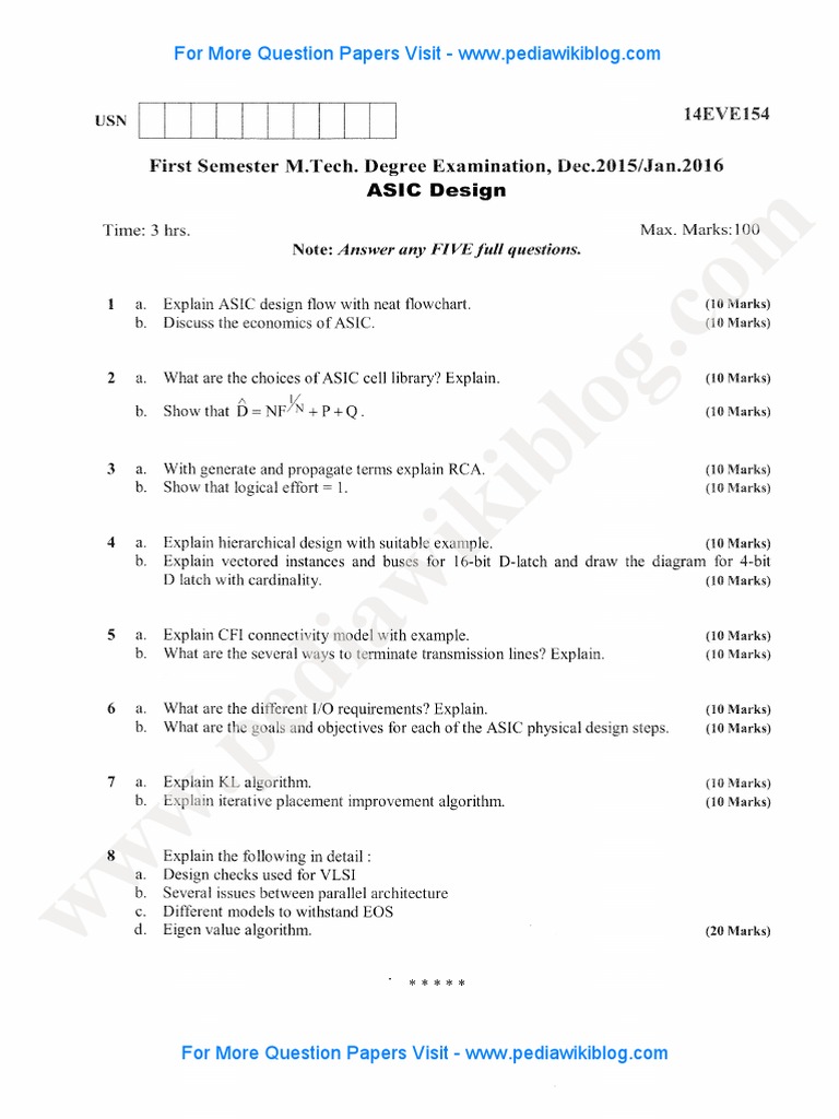 M.Tech ASIC Design Exam Questions | PDF | Algorithms And Data ...