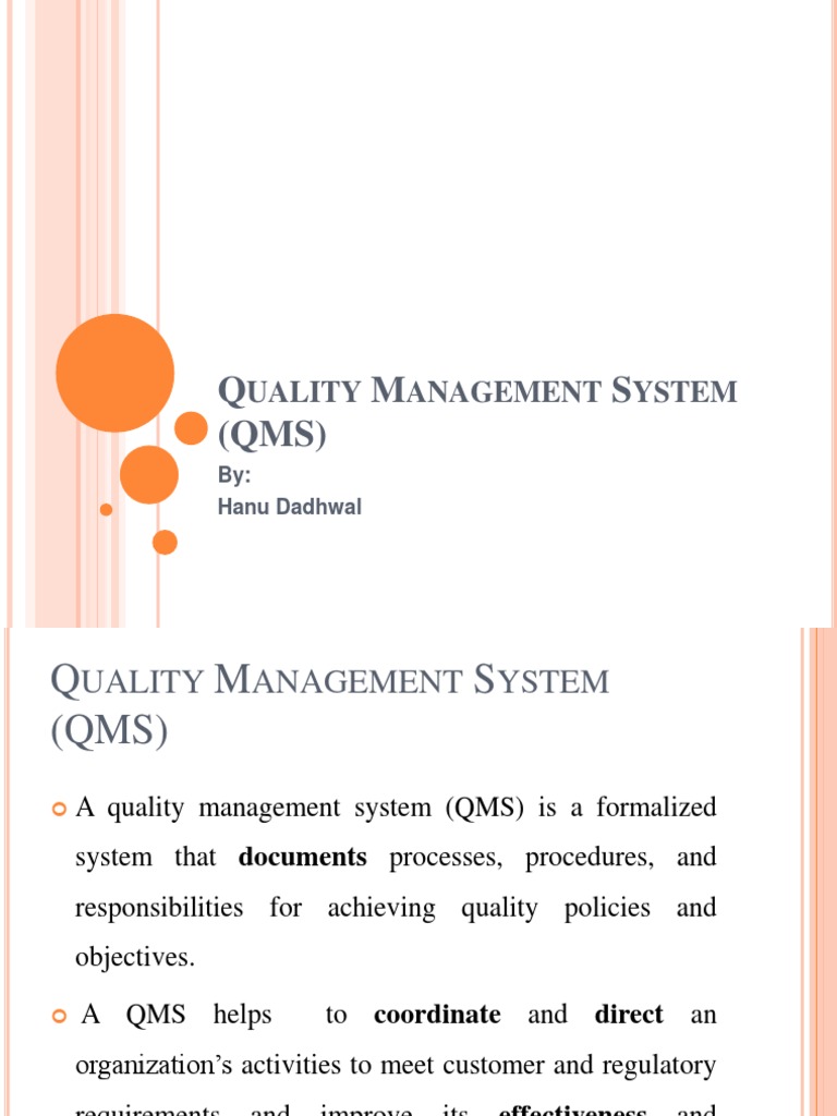 Q M S (QMS) : Uality Anagement Ystem | PDF | Quality Management System ...