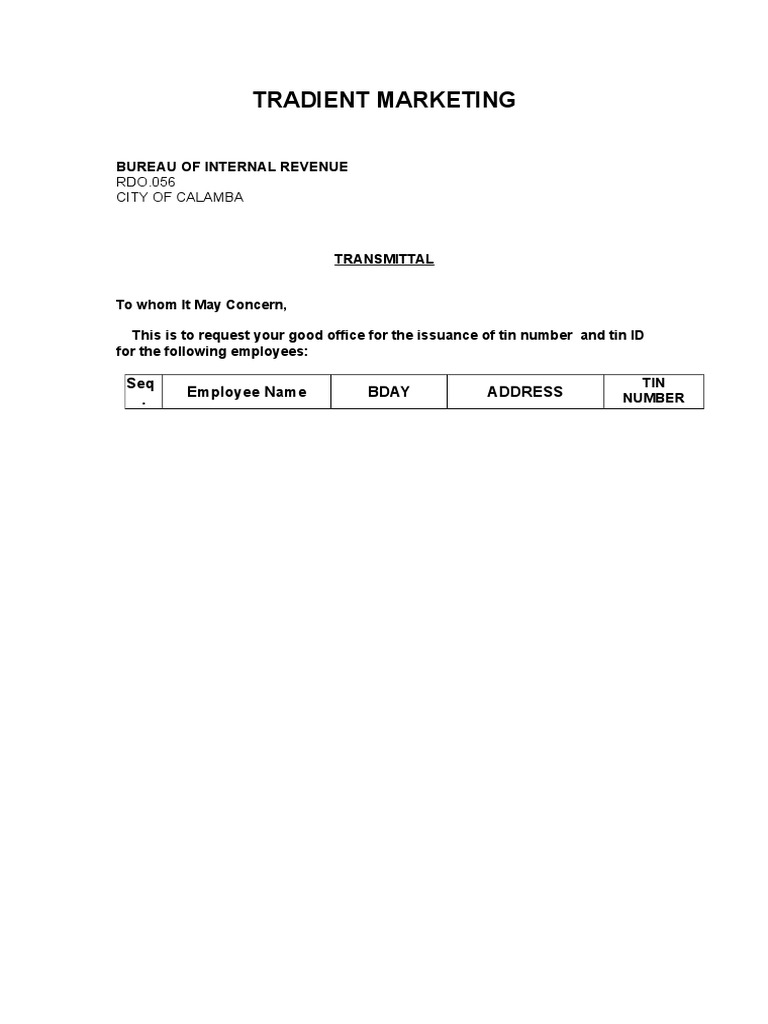 Sample of Transmittal | PDF