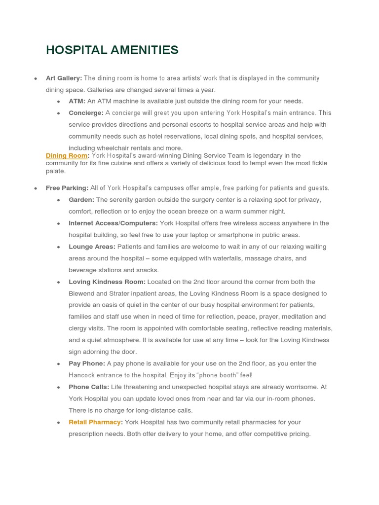 Hospital Amenities: Art Gallery | PDF | Hospital | Patient
