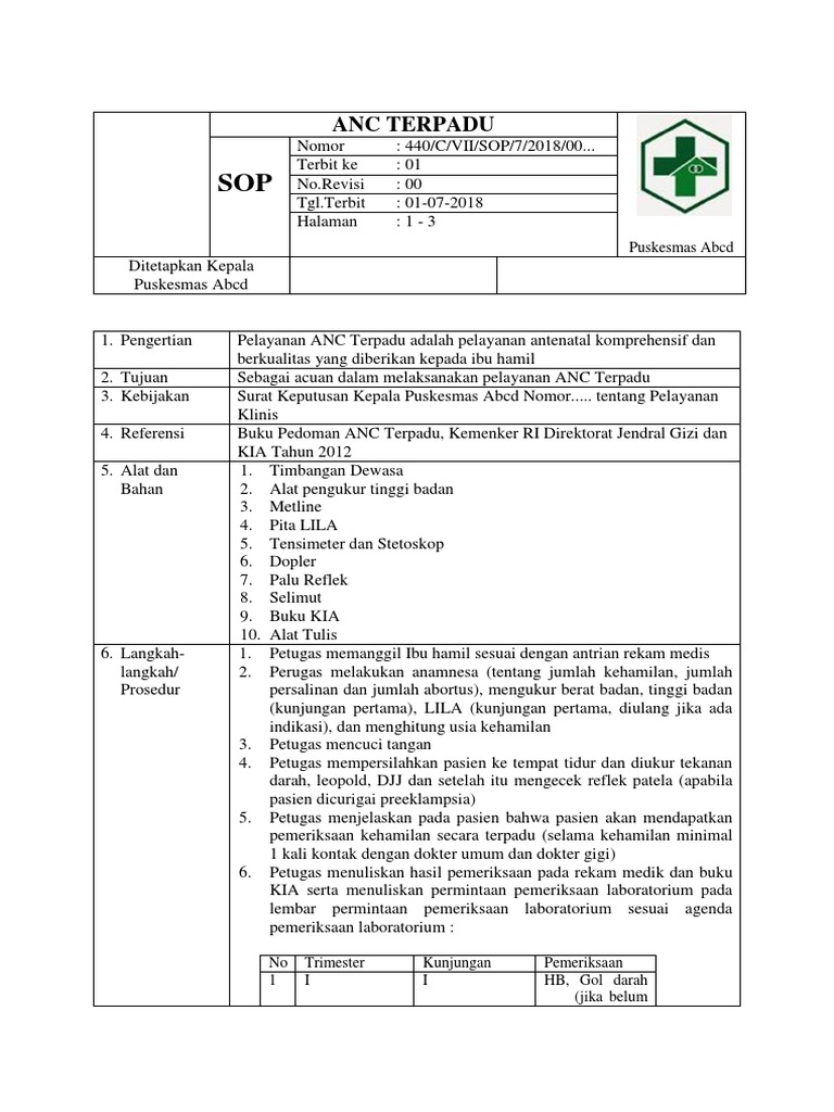 Sop Anc Terpadu | PDF