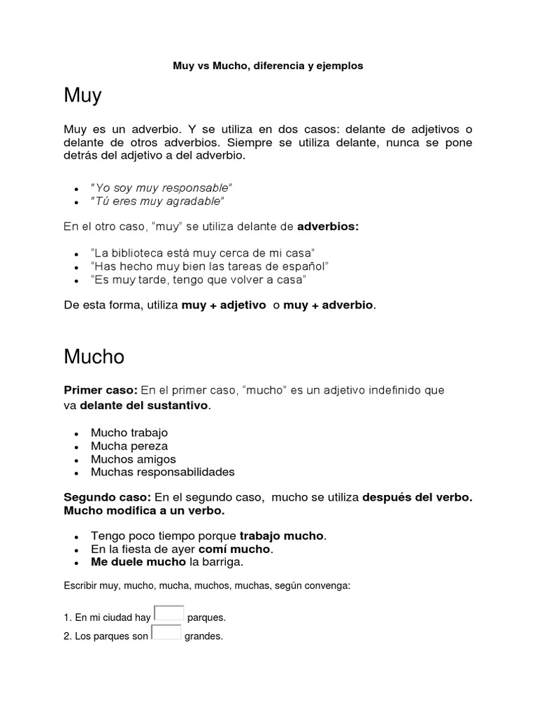 Muy/mucho | PDF | Adverbio | Adjetivo