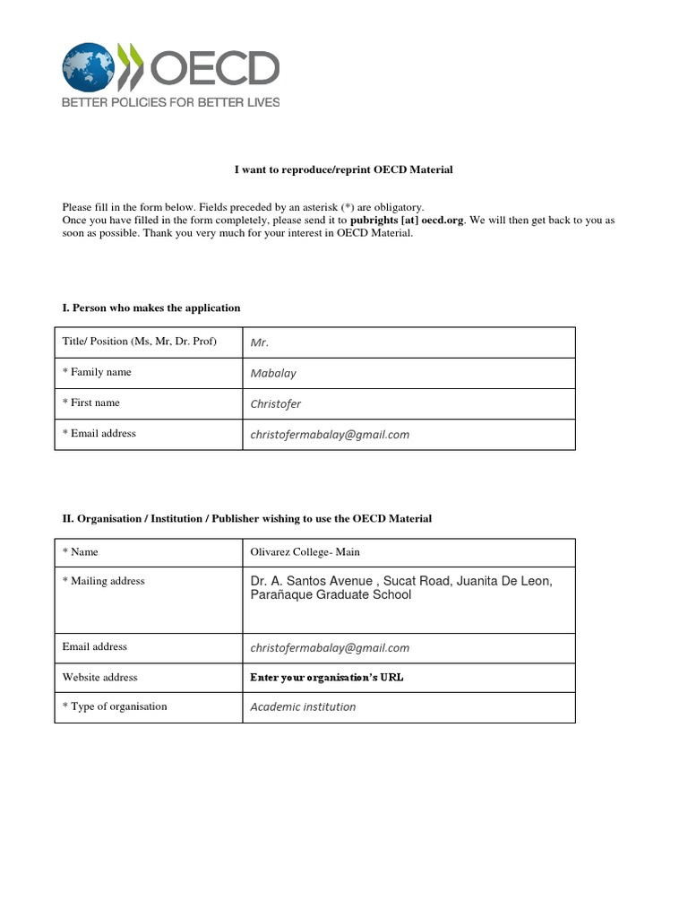 OECD Form Reprint and Reproduction - FINAL | PDF | Written ...