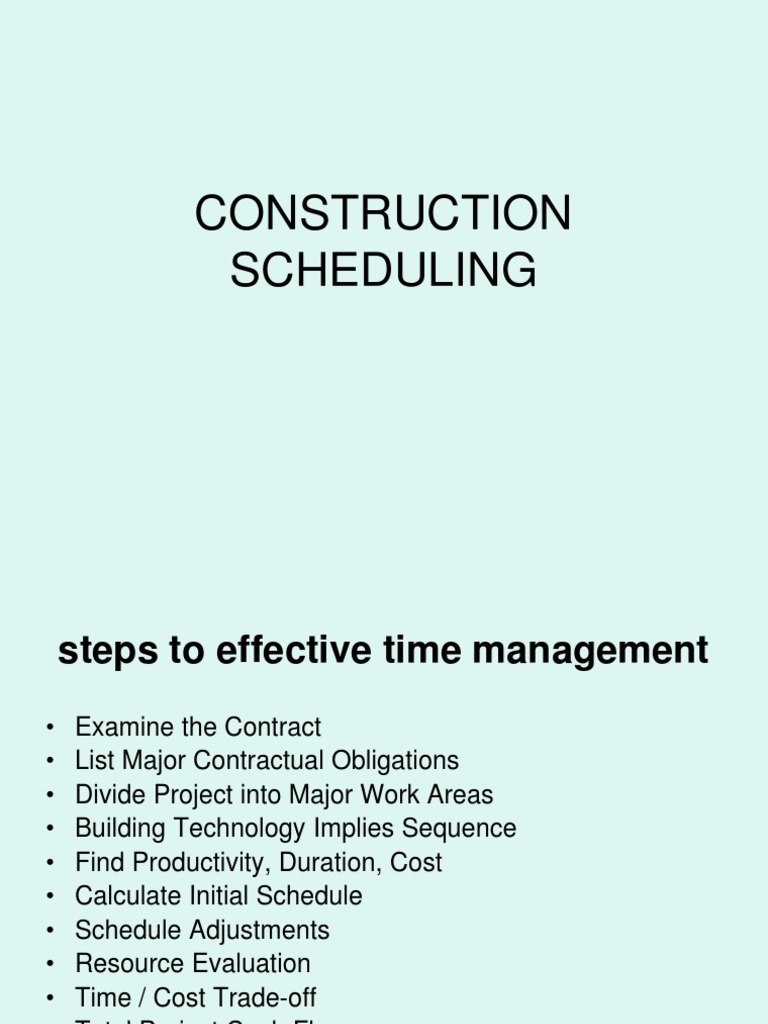 Construction Scheduling Techniques | PDF | Engineering | Business