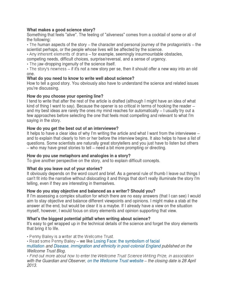 What Makes A Good Science Story | PDF | Narrative | News