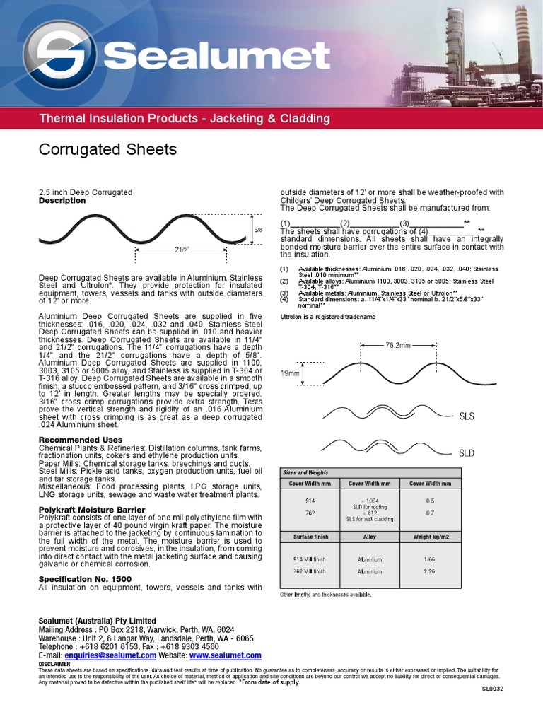 Thermal Insulation Products - Jacketing & Cladding | PDF | Sheet Metal ...