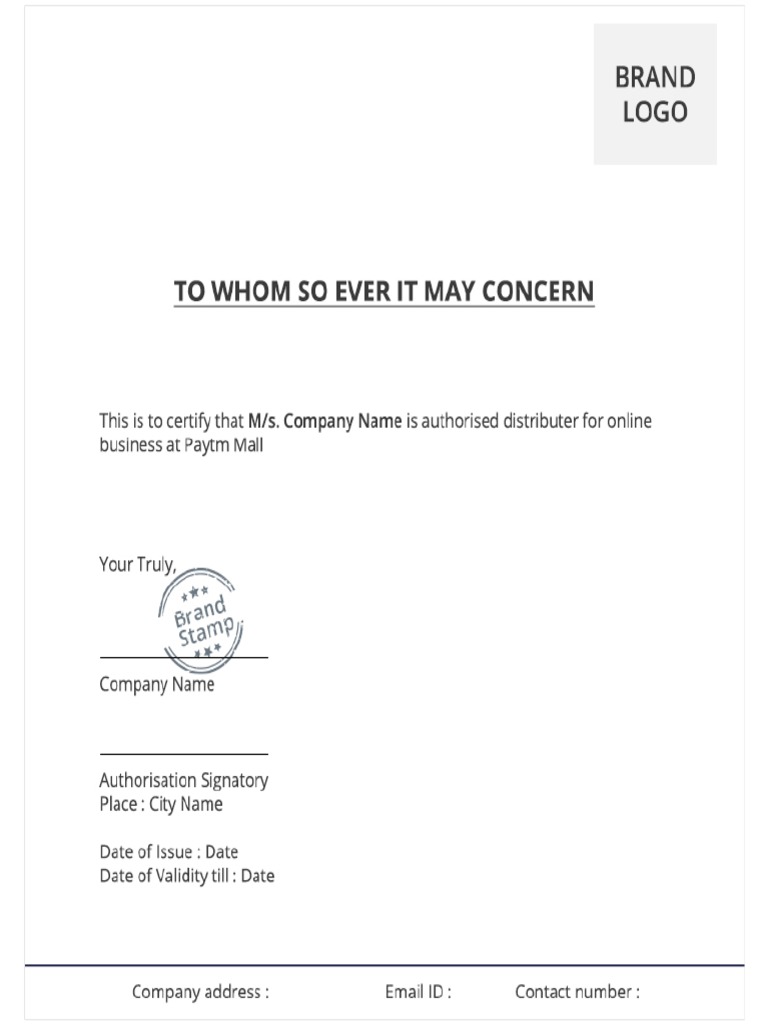 Sample Brand Authorisation Letter Trademark | PDF | Patent