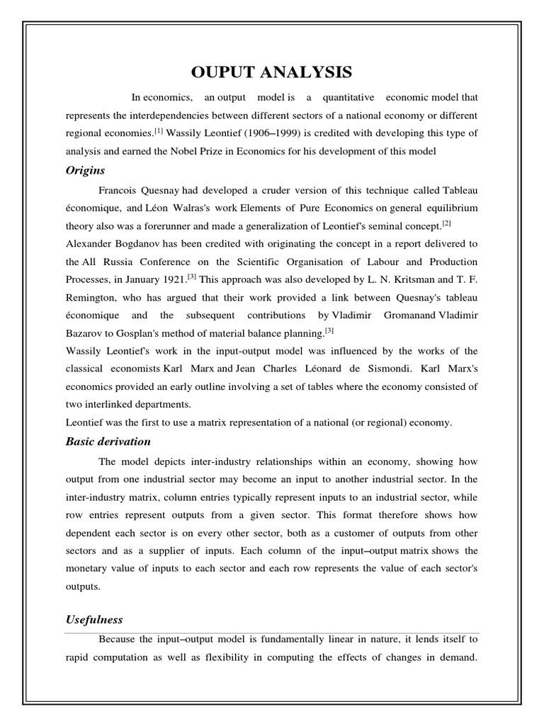 Ouput Analysis: Origins | PDF | Input–Output Model | Macroeconomics