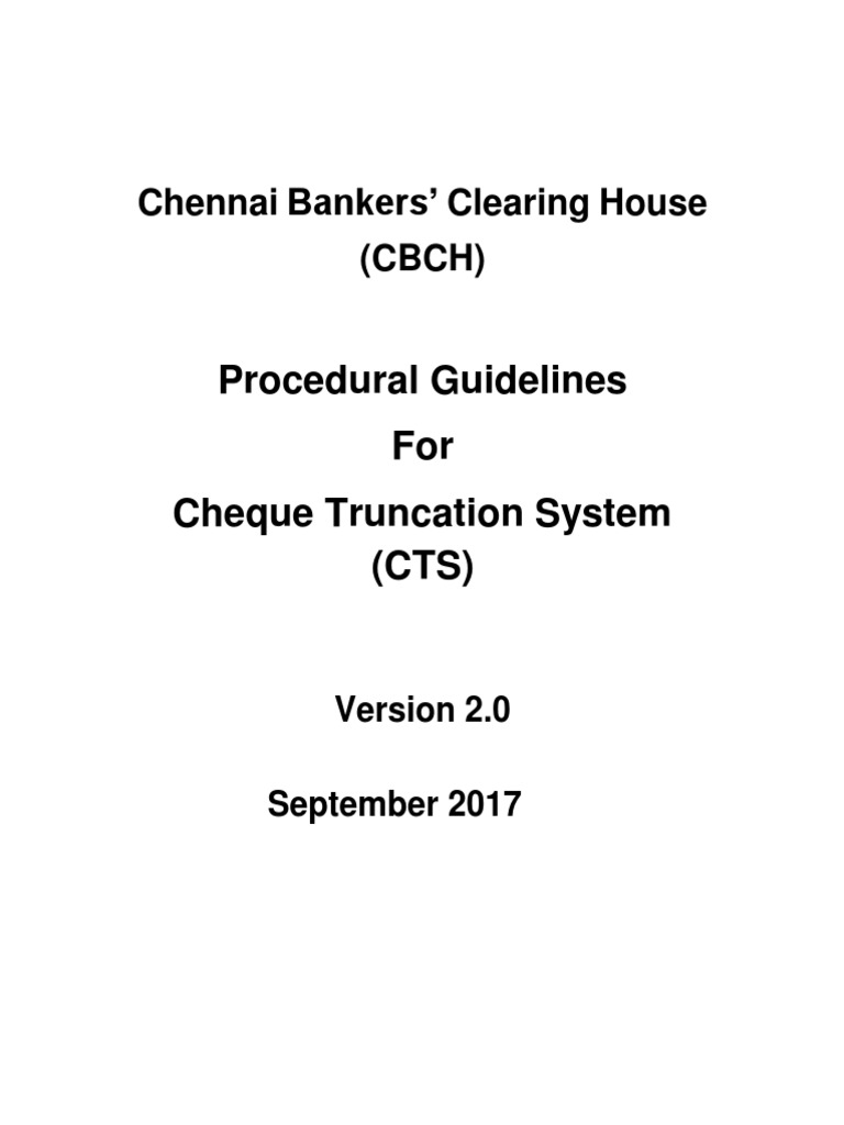 CBCH Procedure | PDF | Cheque | Clearing (Finance)