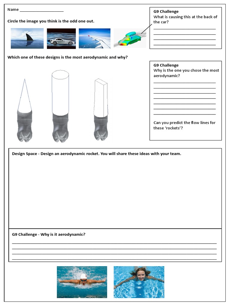 Aerodynamics Worksheet Grade 7/8 | PDF