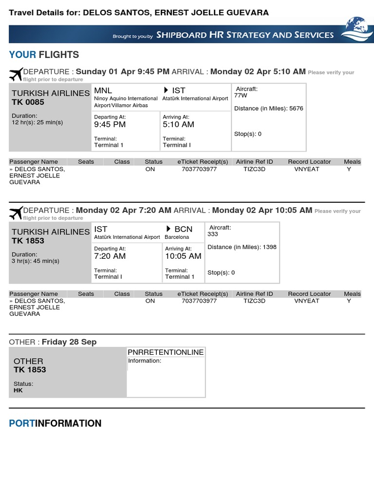 Travel Itinerary | PDF | Aviation