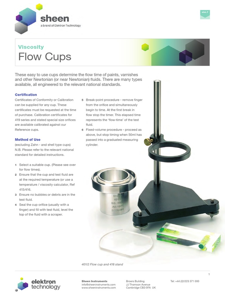 Sheen Cup | PDF | Viscosity | Celsius