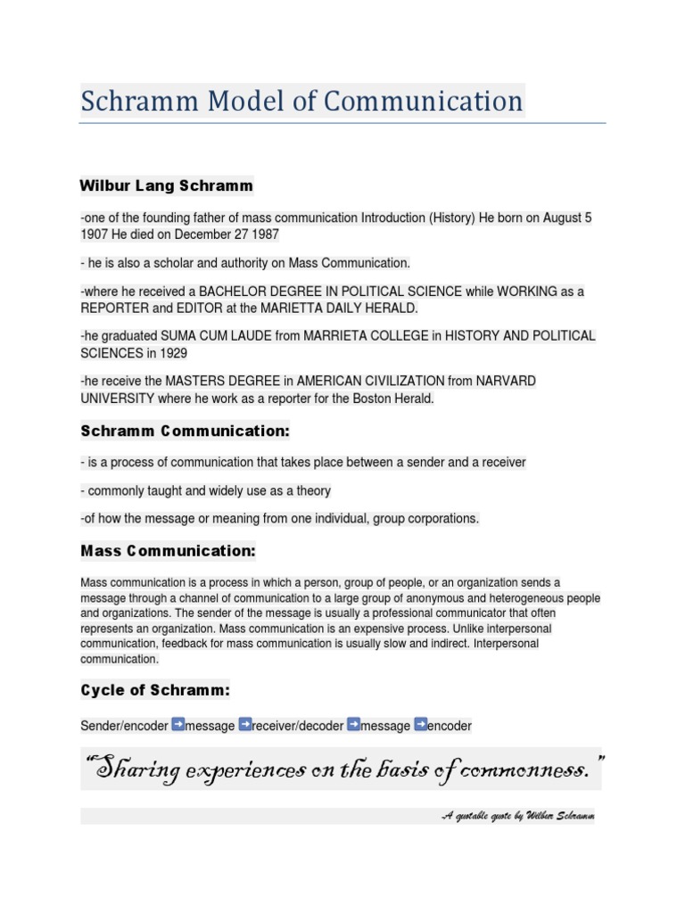 Schramm's Communication Model | PDF