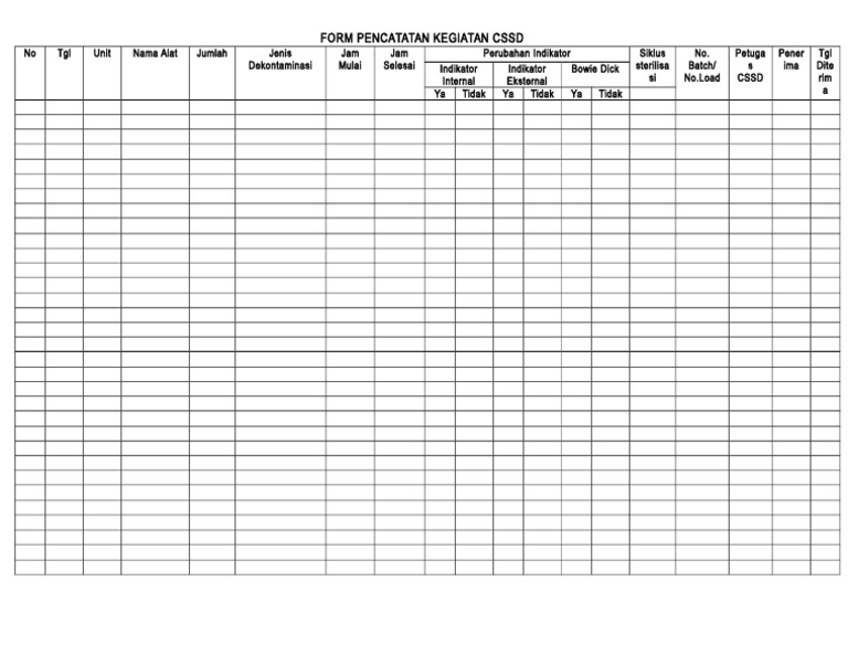 Form Pencatatan CSSD | PDF