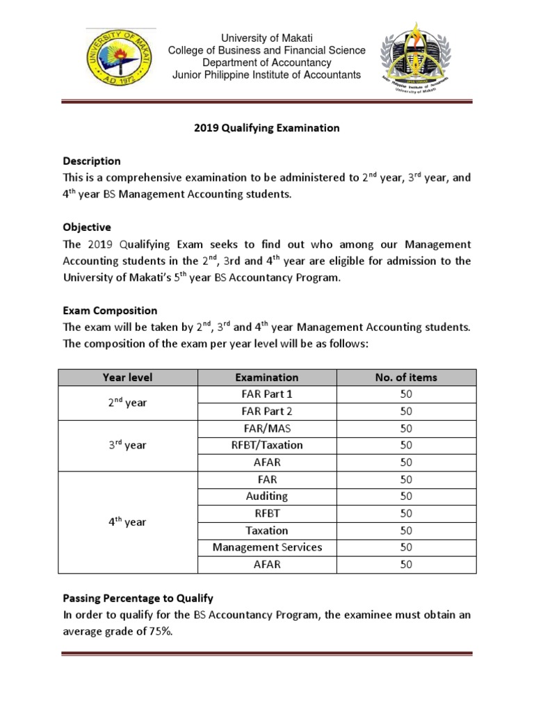 2019 Qualifying Examination | PDF | Test (Assessment) | Accounting