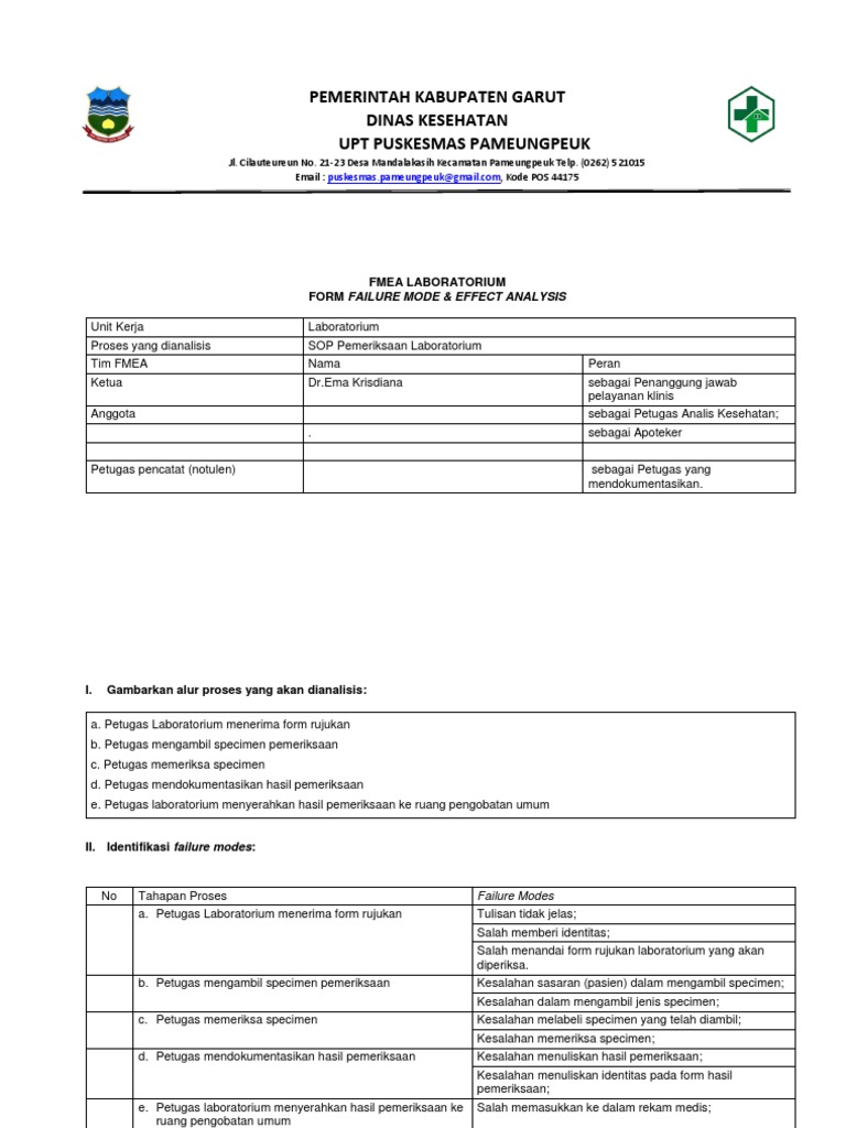 9.1.1.8.d Fmea Laboratorium | PDF