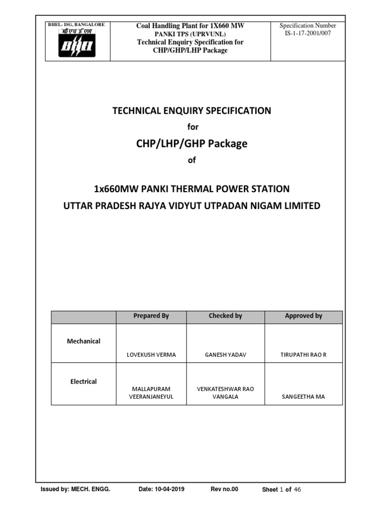 BHEL-Technical Enquiry Specs | PDF | Crane (Machine) | Belt (Mechanical)