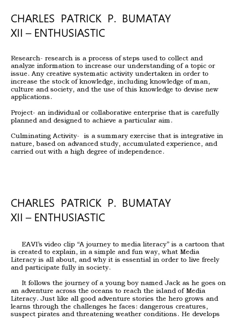 Charles Patrick P. Bumatay Xii - Enthusiastic | PDF