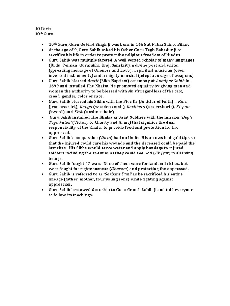 10 Facts of Sikhi | PDF