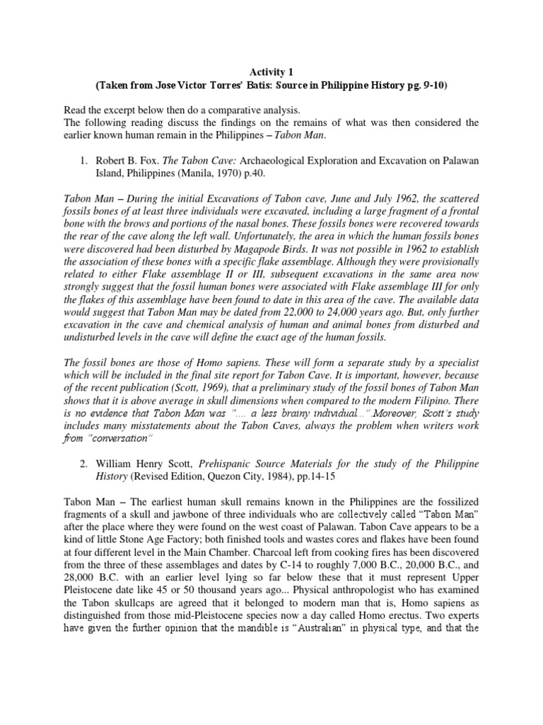 Topic 2 Abridged Tabon Man | PDF | Pleistocene | Paleoanthropology