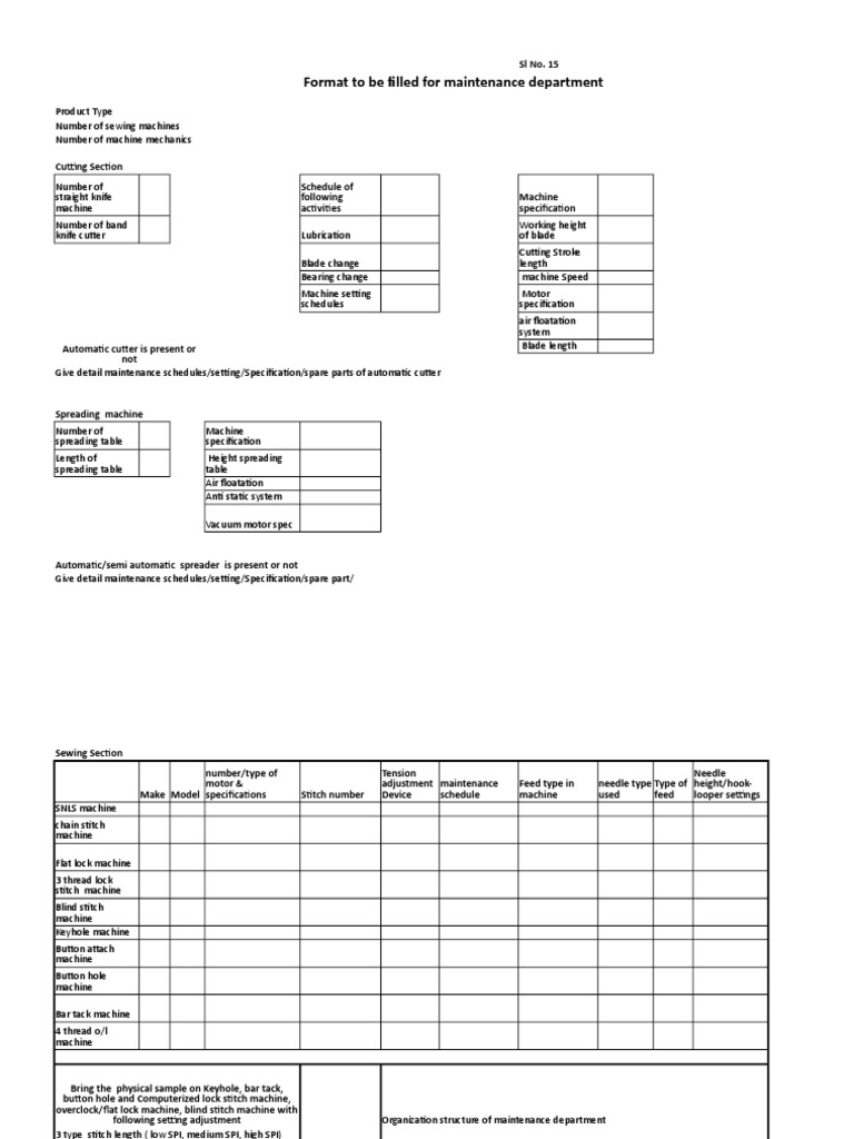 Maintenance Schedule | PDF | Sewing | Textile Arts