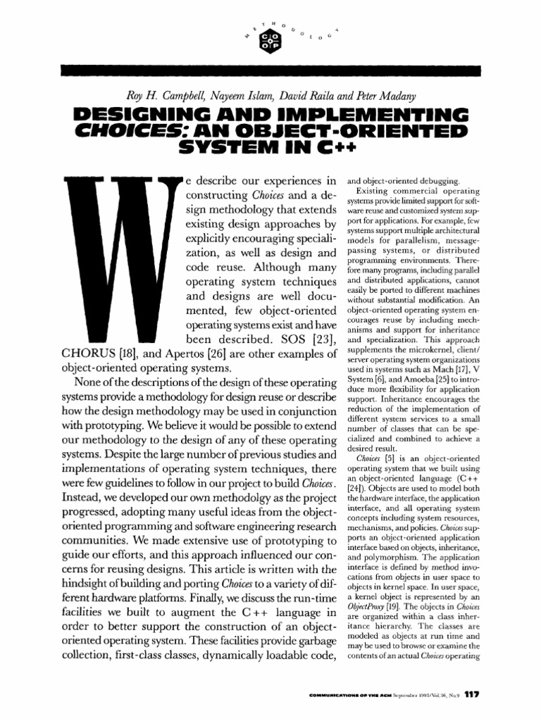 Choices": Designing AND Implementihg An Object-Oriented System in C ...