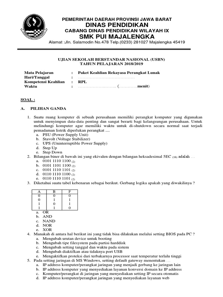 Soal - Paket Keahlian RPL | PDF