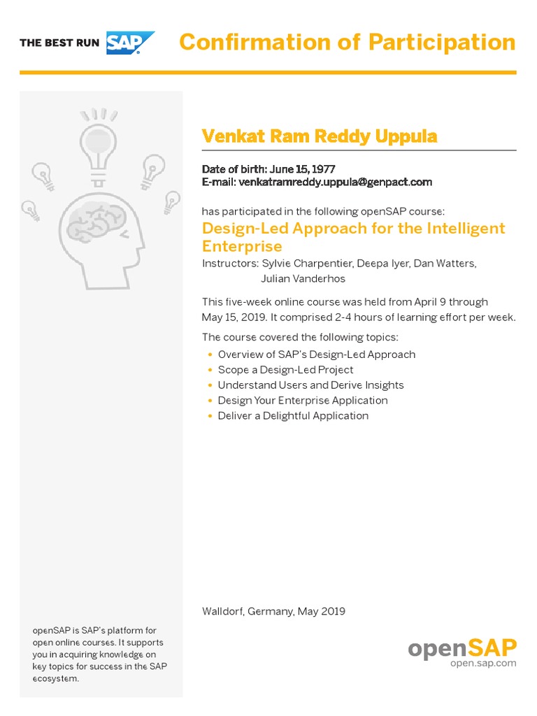 SAP Design-Led Approach Course | PDF | Learning | Computing