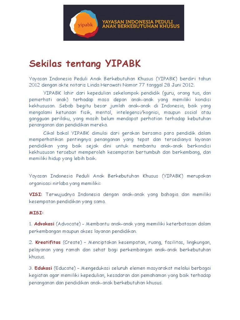 Profil & Program Kegiatan YIPABK | PDF