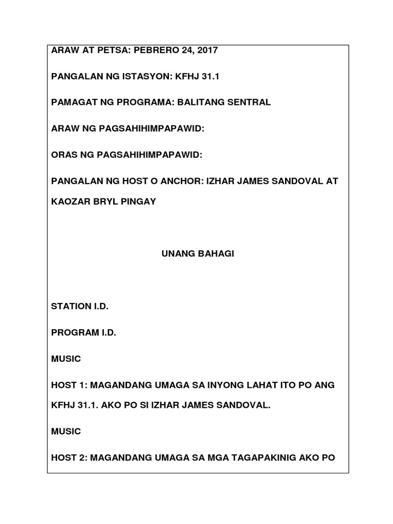 Script Sa Teleradyo | PDF