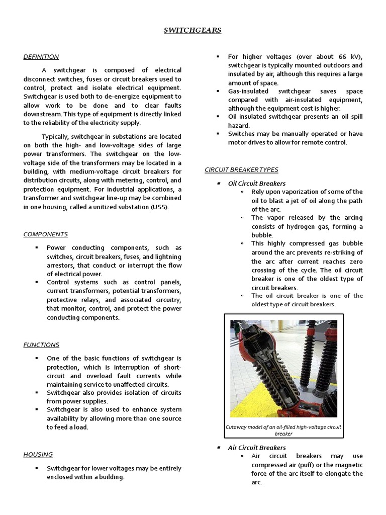 Switchgears: Oil Circuit Breakers | PDF | Electrical Components ...