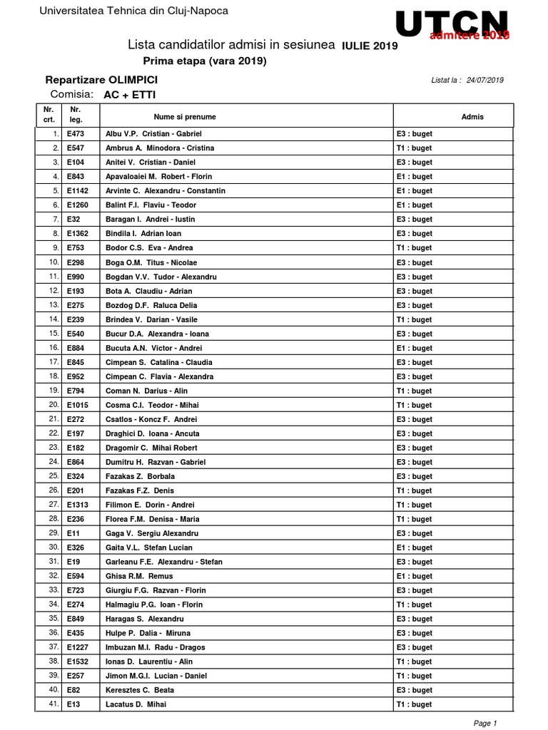 Olimpici Utcn 2019 | PDF