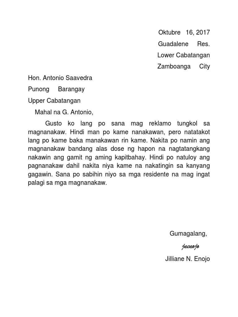 Example of Liham Pangangalakal | PDF