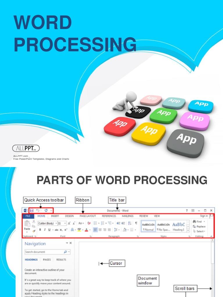 Word Processing: Free Powerpoint Templates, Diagrams and Charts | PDF ...