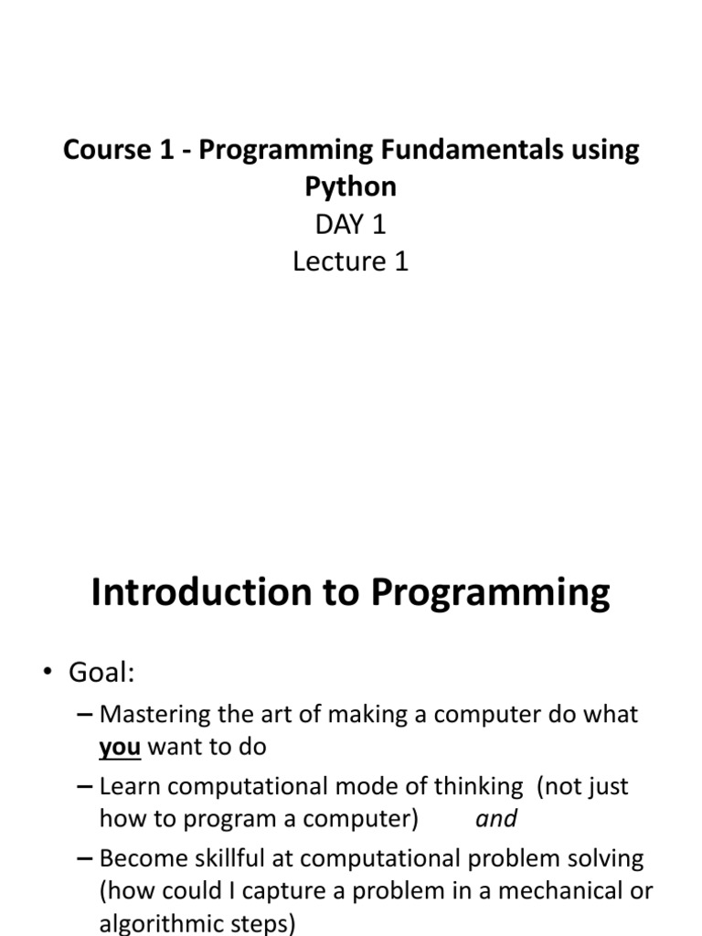 Day1 Lecture 1 | PDF | Algorithms | Reserved Word
