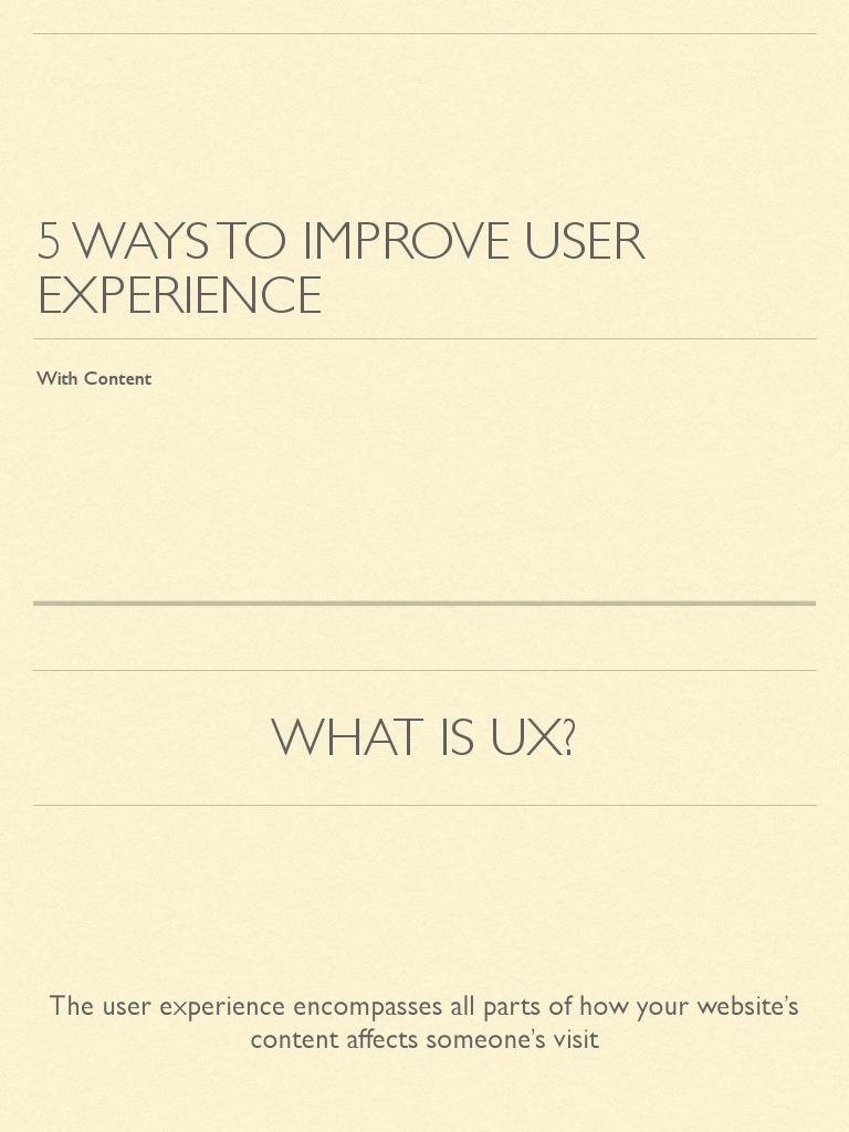 5 Ways To Improve User Experience | Download Free PDF | User Experience ...