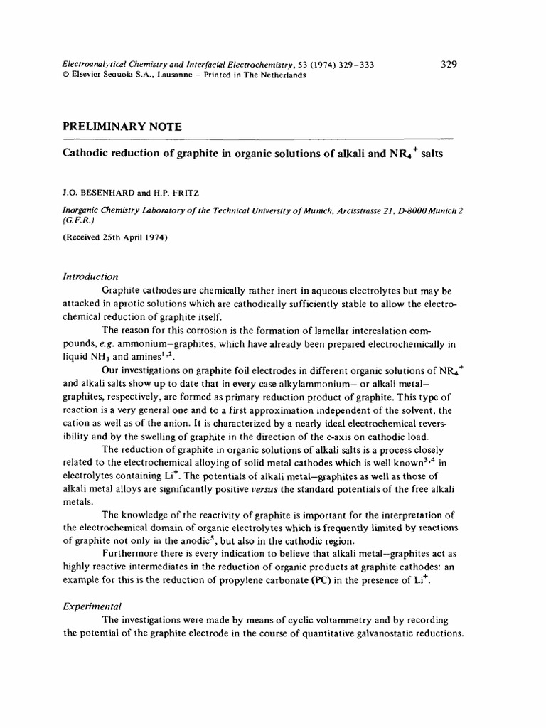 Reduction of Graphite PDF | Download Free PDF | Electrochemistry ...
