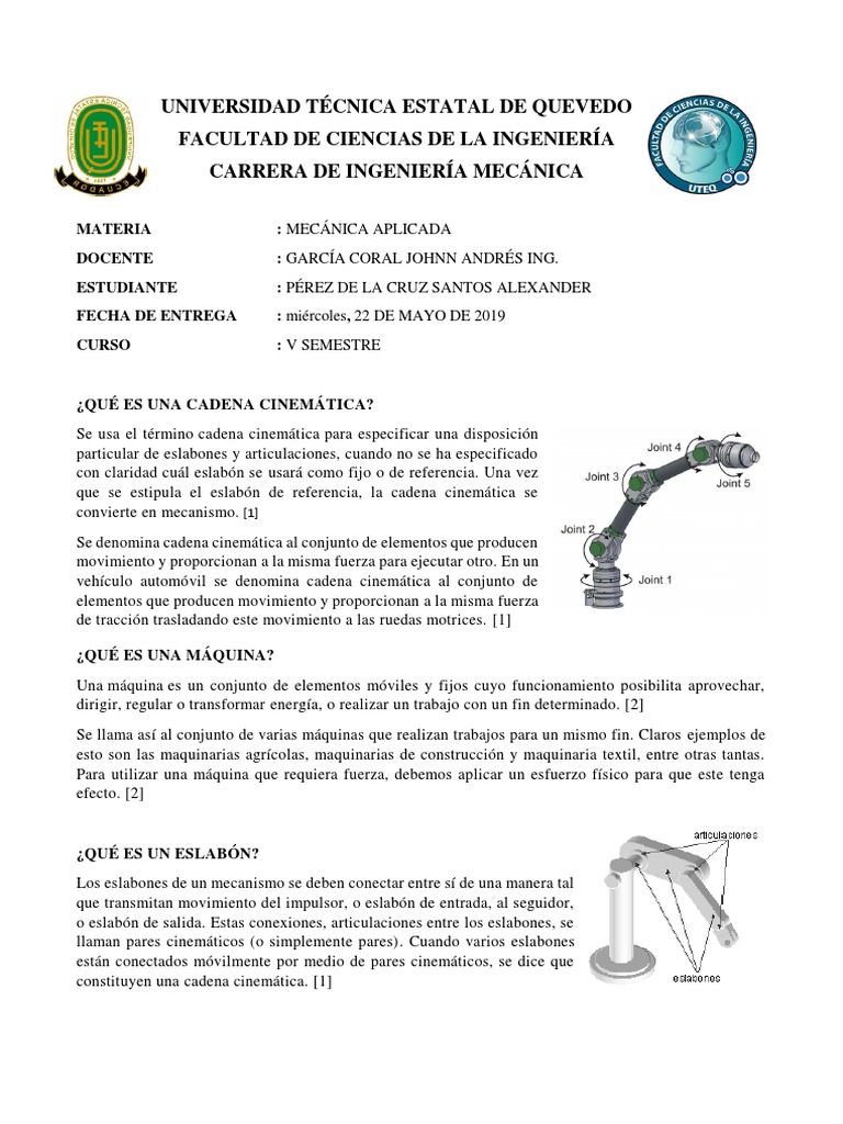 Definición de Cadena Cinemática | PDF | Cinemática | Motor de ...