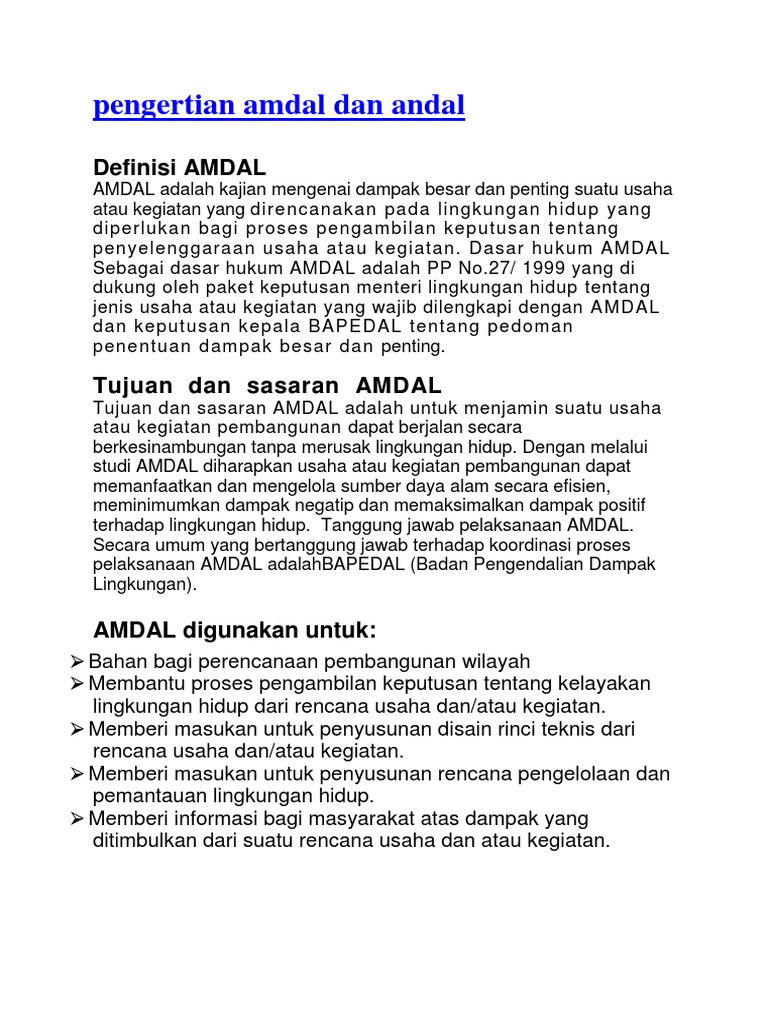IPA Amdal Dan Andal | PDF