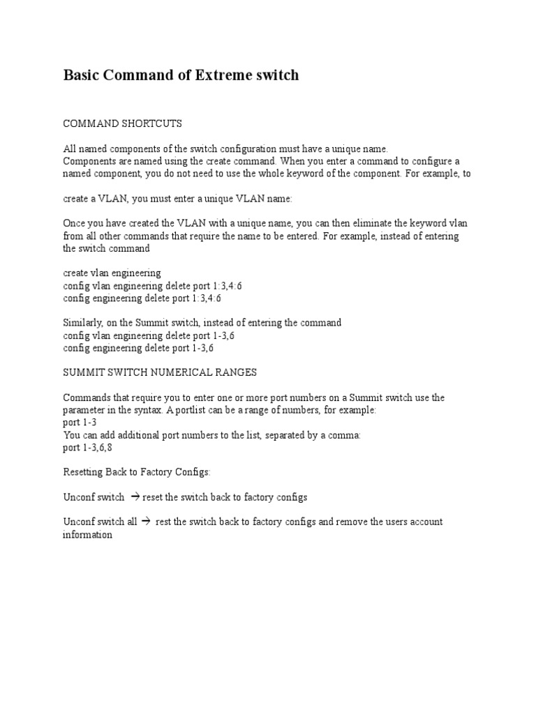 Basic Command of Extreme Switch | PDF | Network Switch | Routing