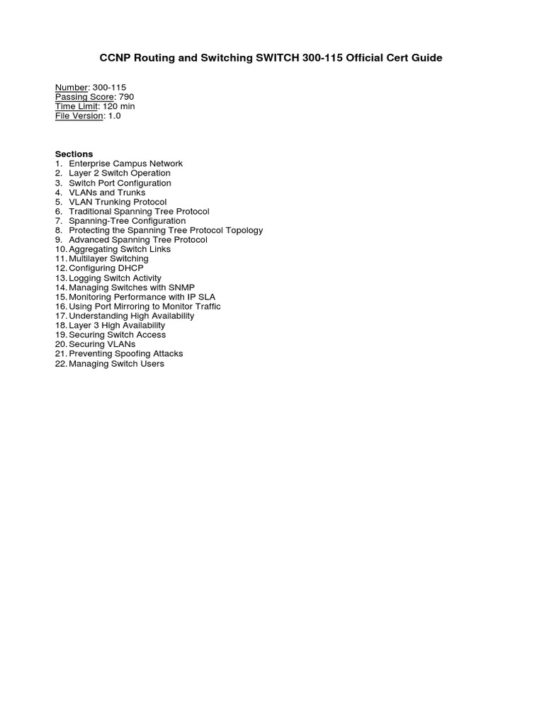 CCNP Routing and Switching SWITCH 300-115 Official Cert Guide - v2 | PDF | Network Switch ...
