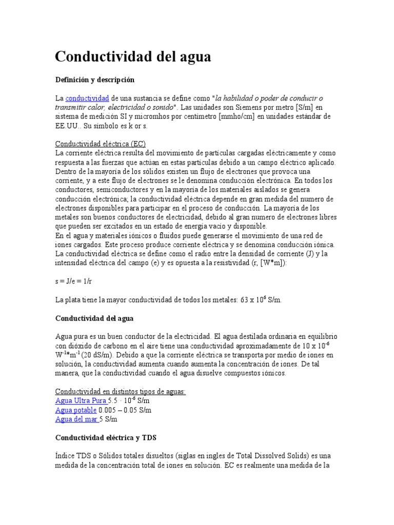 Conductividad Del Agua