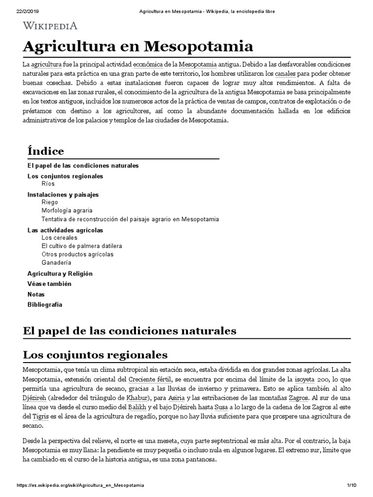 Agricultura en Mesopotamia - Wikipedia, La Enciclopedia Libre | PDF ...