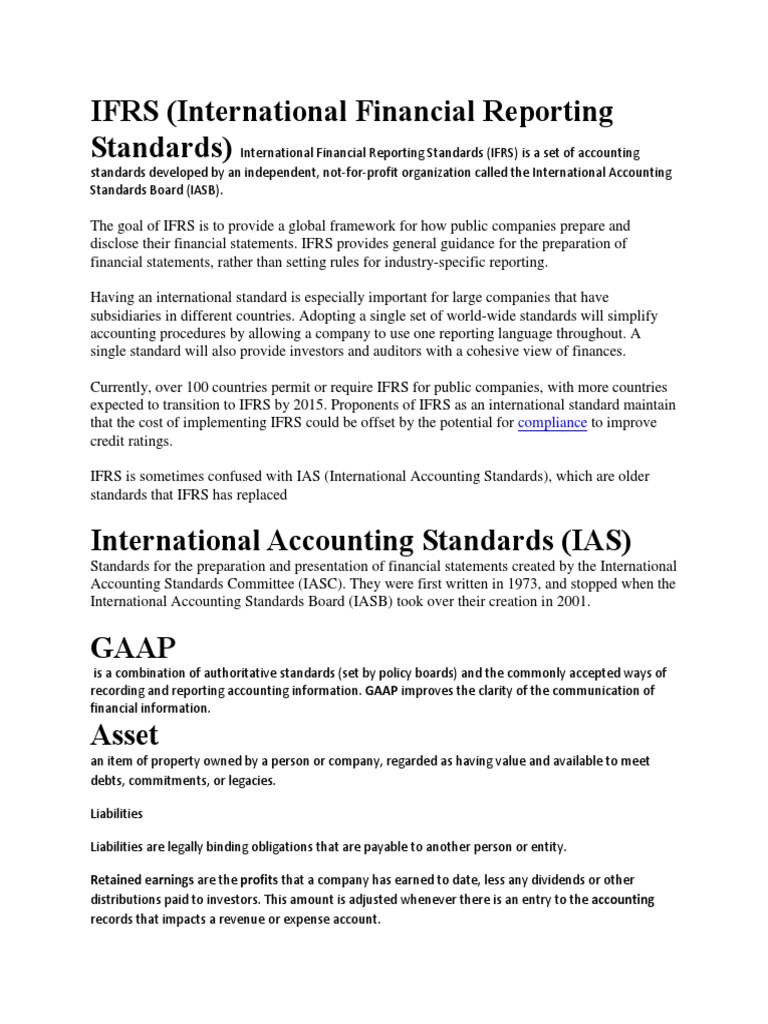 IFRS (International Financial Reporting Standards) : Compliance | PDF
