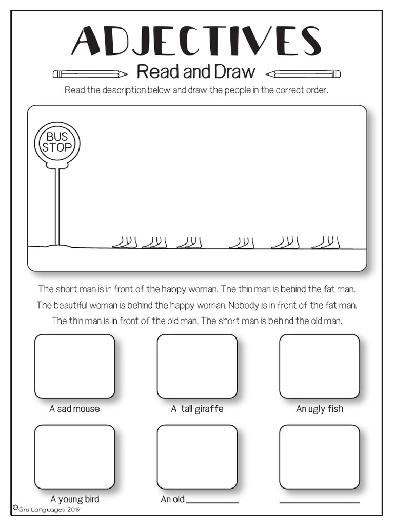Adjectives Read and Draw | PDF