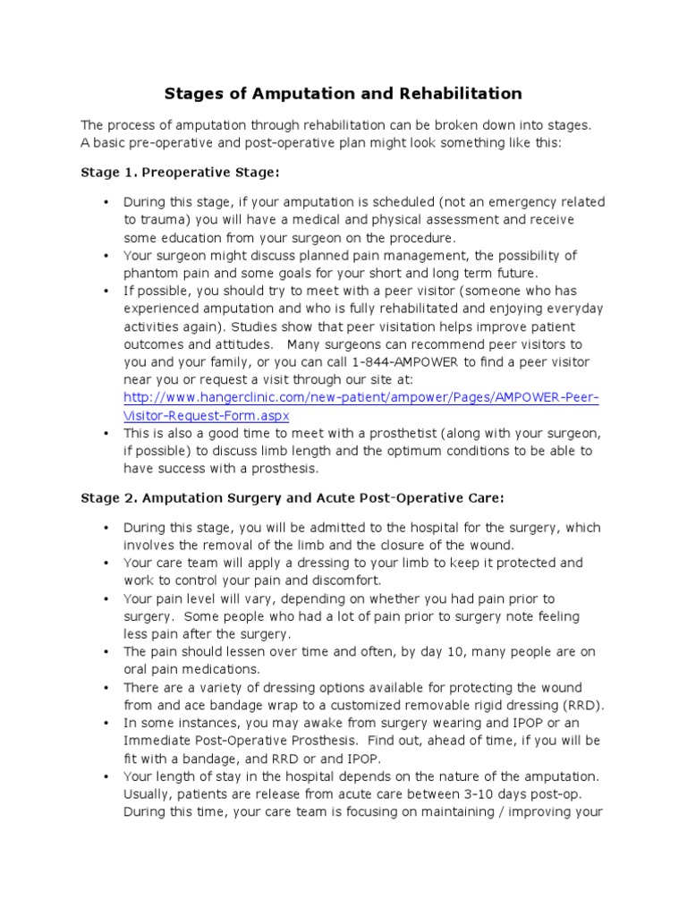 Amputation Stages and Recovery Guide | PDF | Amputation | Prosthesis