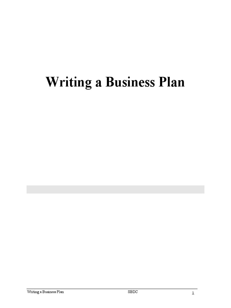 Writing A Business Plan: Small Business Development Center | PDF
